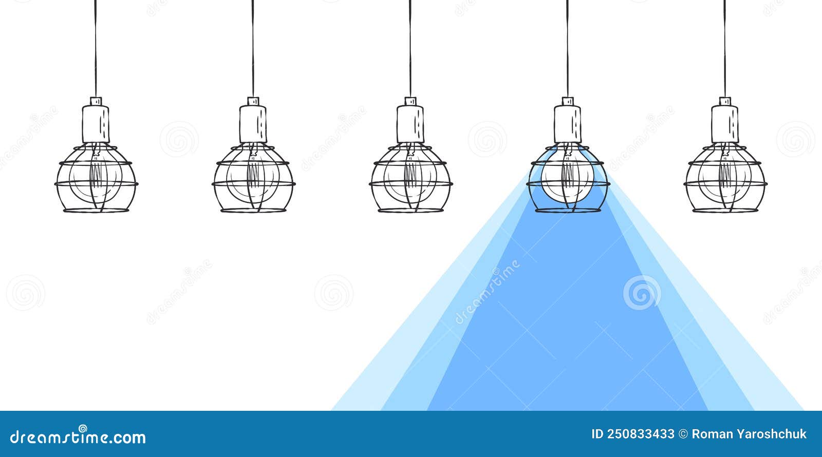 Lamp Light. Lamp Drawn by Hand with a Beam of Light Stock Vector ...