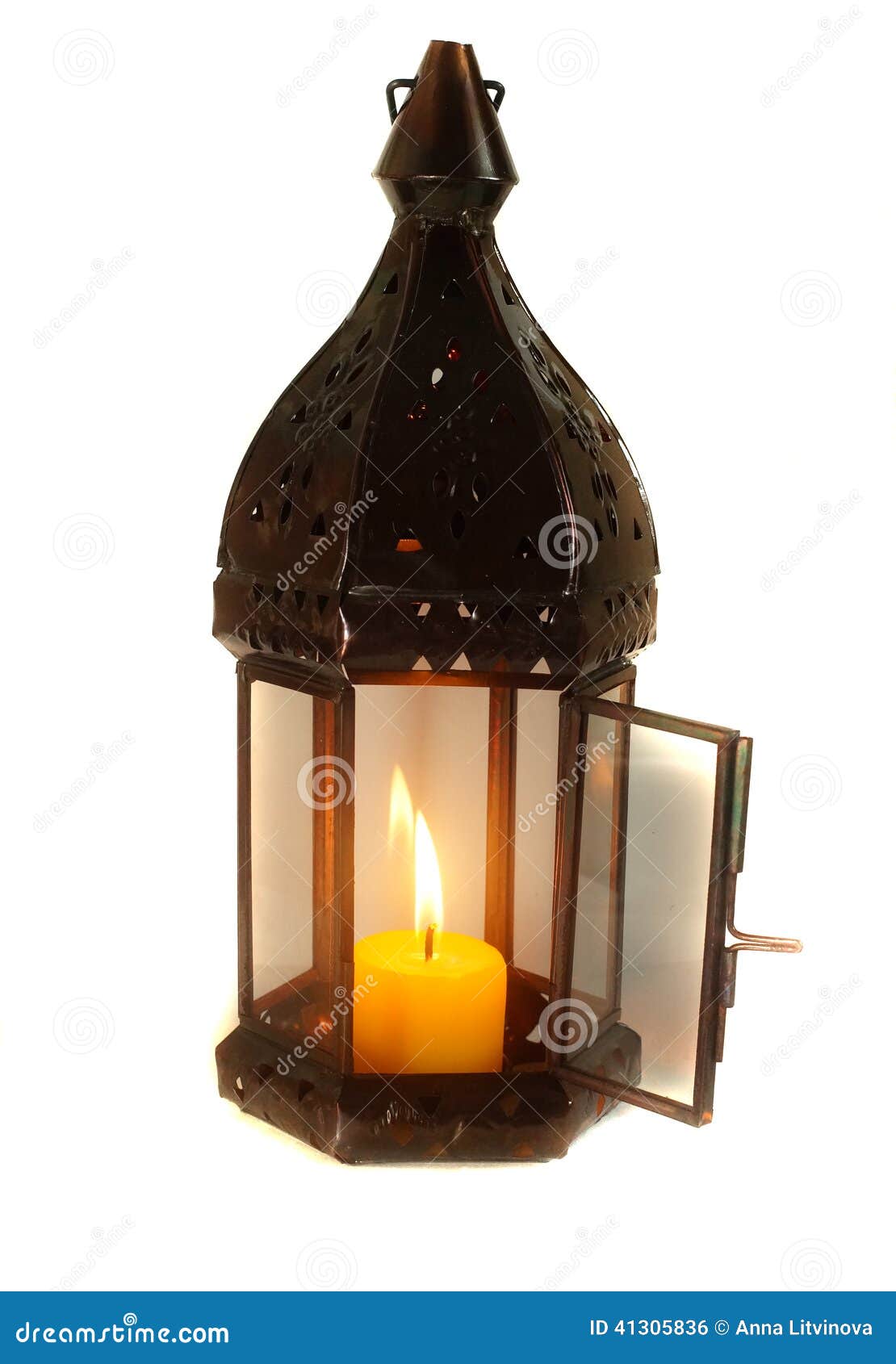 Lamp with lighted candle stock photo. Image of night - 41305836