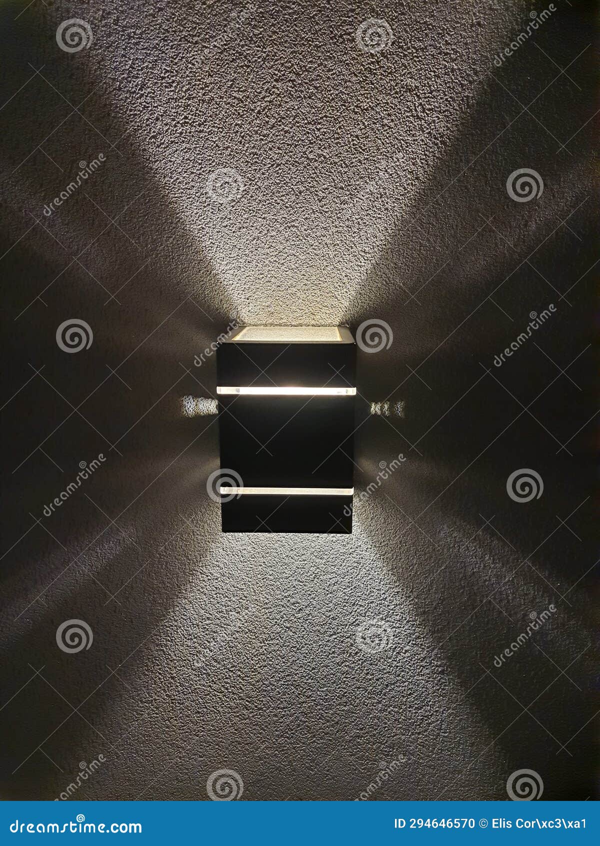 Lamp Lit in the External Area of the Wall with Illuminated Shadow ...