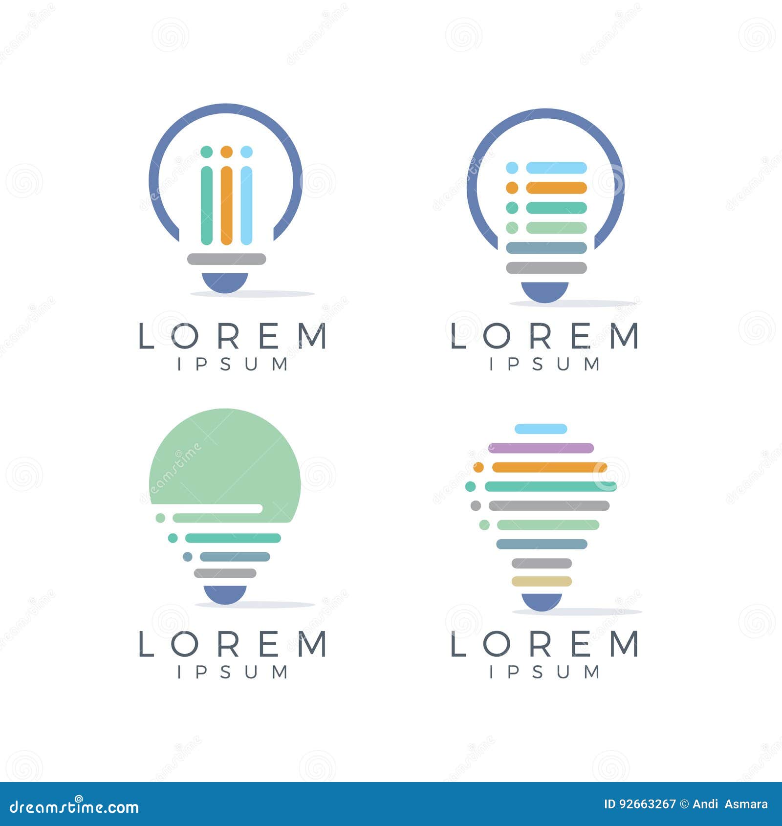 Lamp Logo Set stock vector. Illustration of lamp, innovation - 92663267