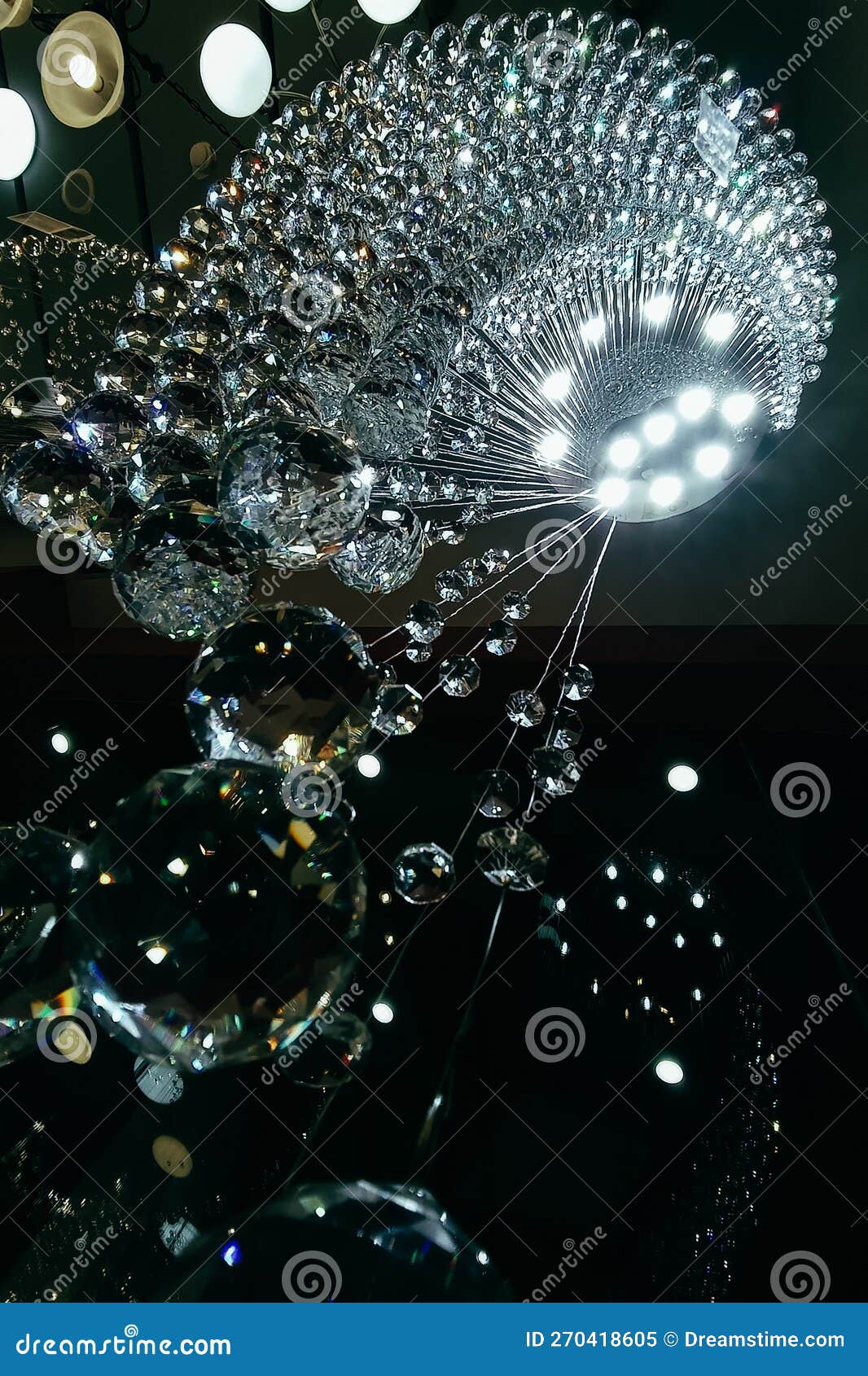 The Lamp with Many Hanging Crystal Glass Stock Image - Image of ...