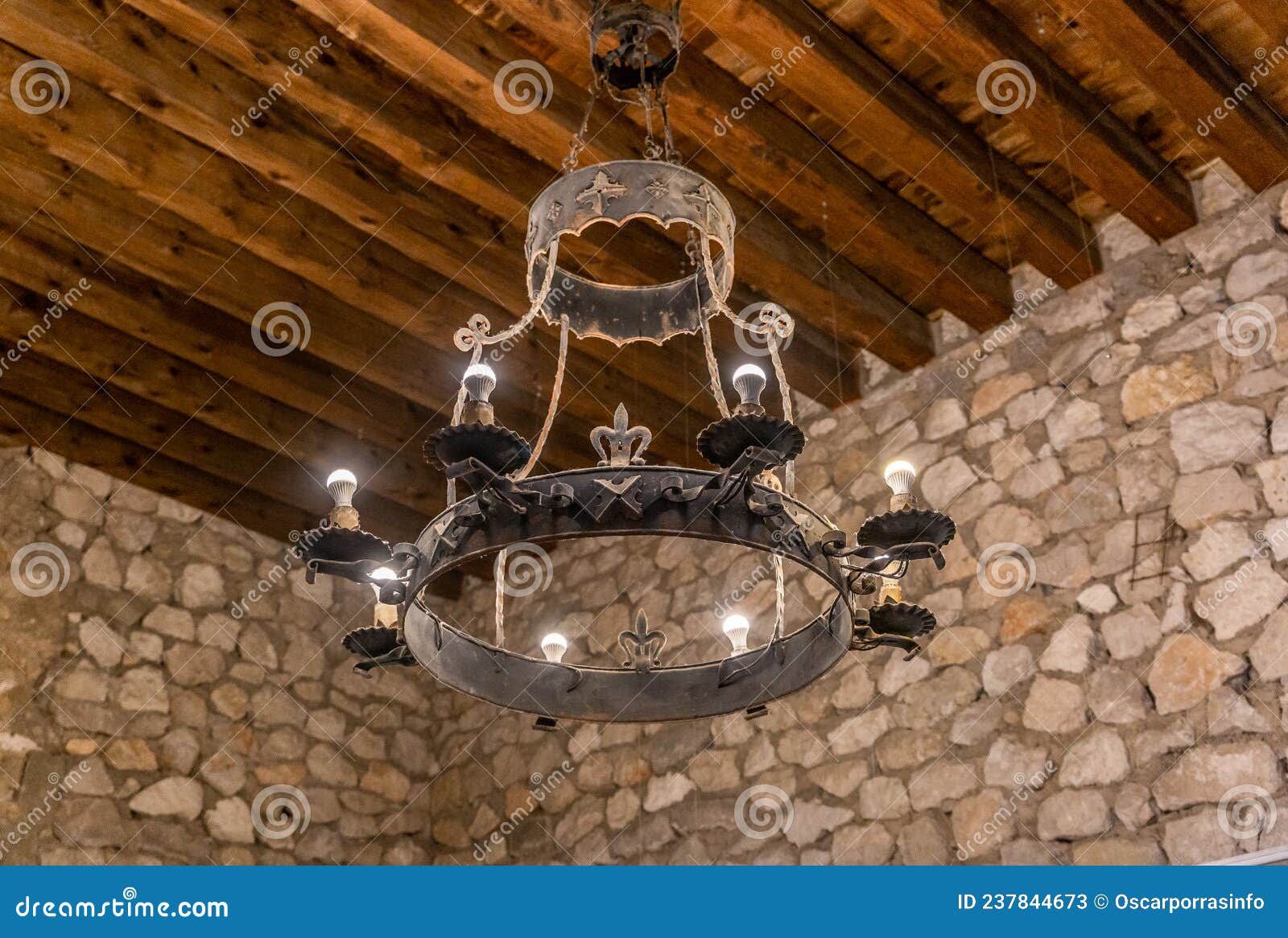 Lamp from the Middle Ages Inside the Hall of a Castle Stock Image ...