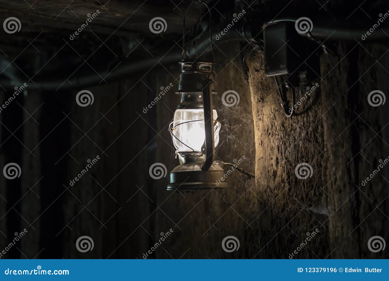 Lamp in mine stock photo. Image of architecture, black - 123379196