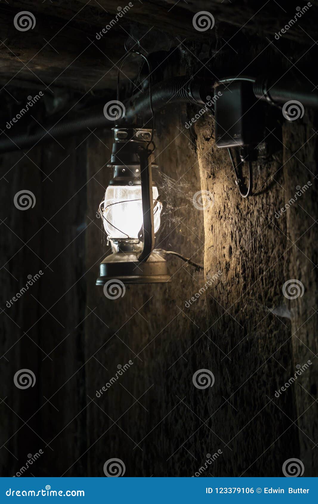 Lamp in mine stock photo. Image of industrial, copper - 123379106