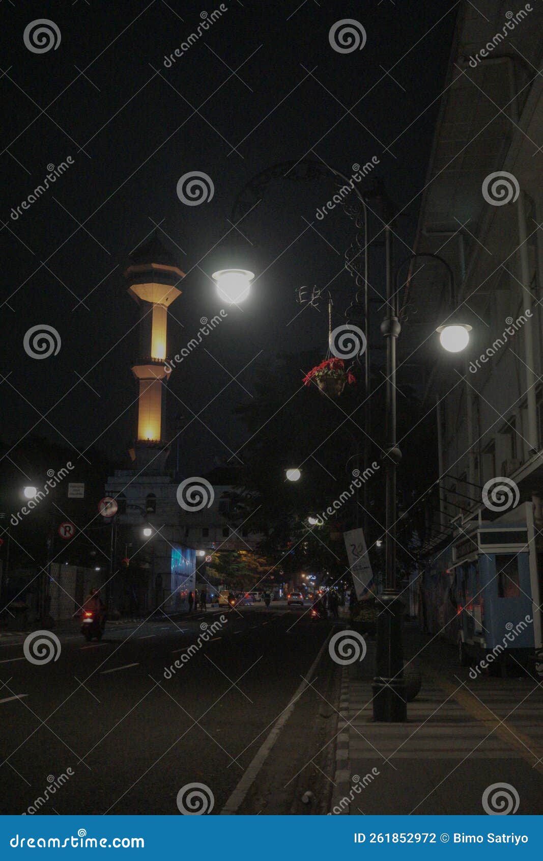 Lamp and Mosque Bandung City in the Night Editorial Photography - Image ...