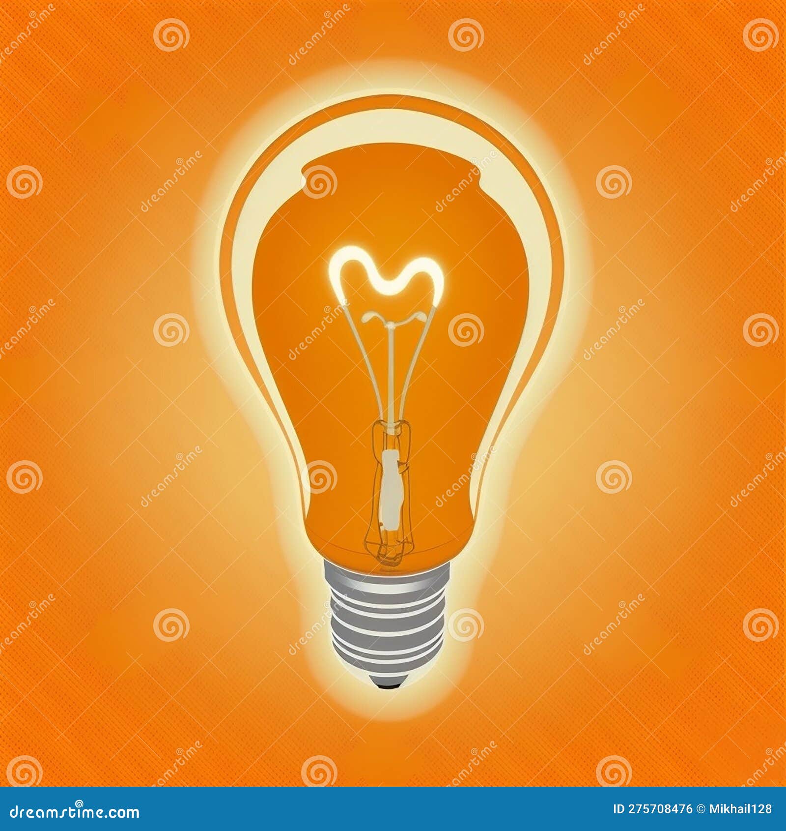 A Lamp on Orange Background. Idea, Eureka. Stock Illustration ...