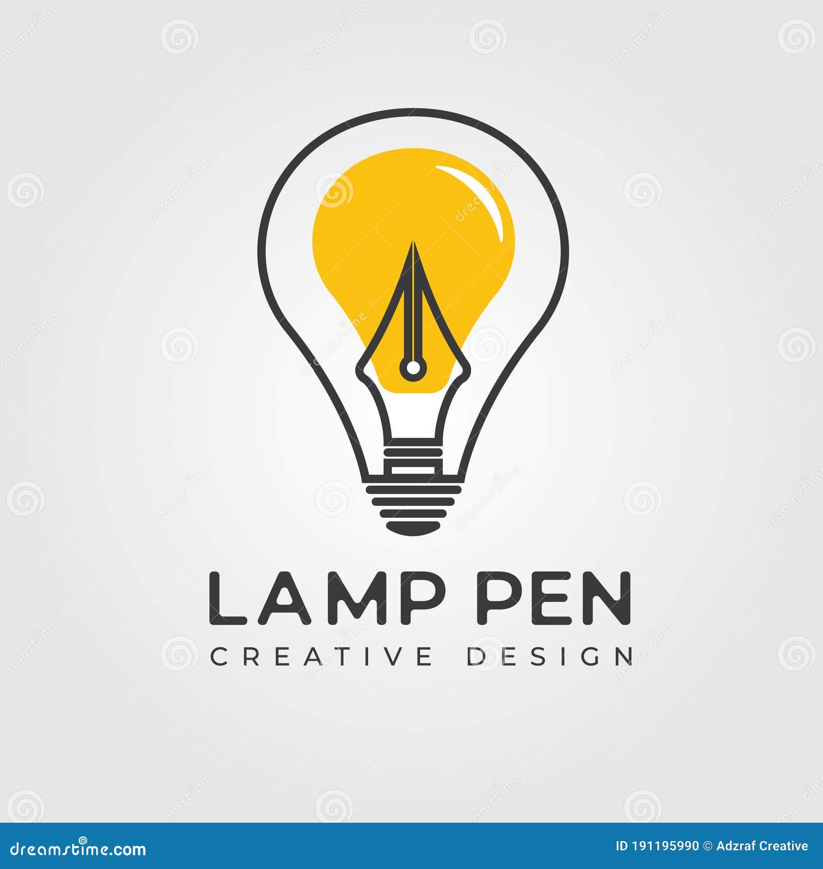 Lamp Light Bulb Pen Logo Creative Idea Vector Stock Vector ...
