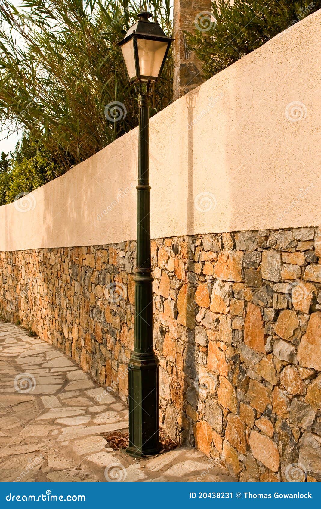Lamp post stock image. Image of light, alonissos, wall - 20438231