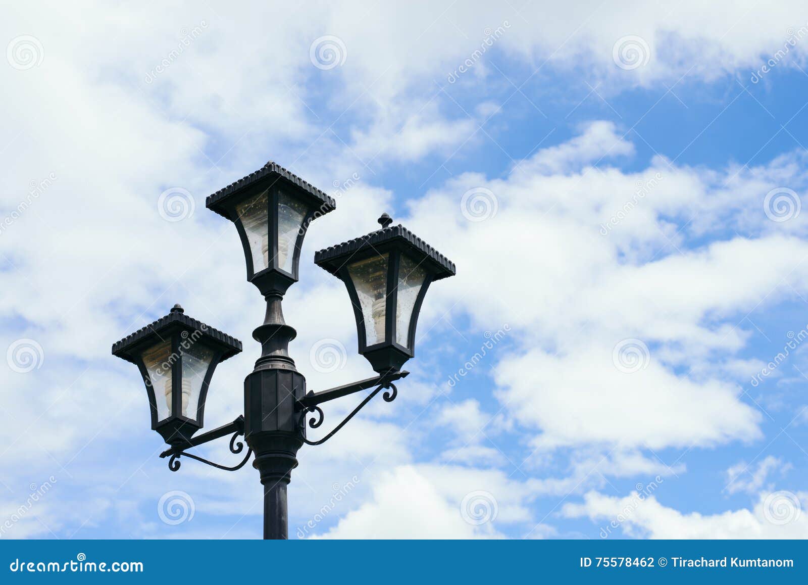 Lamp Post with Beautiful Blue Sky Background Stock Photo - Image of ...