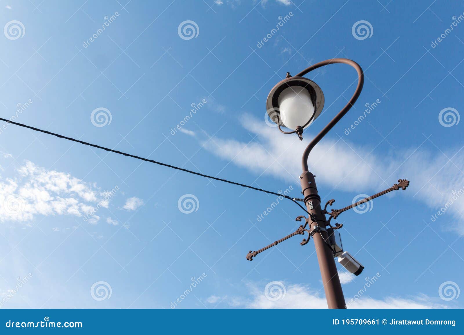 Lamp Post and Blue Sky Background Stock Image - Image of light ...
