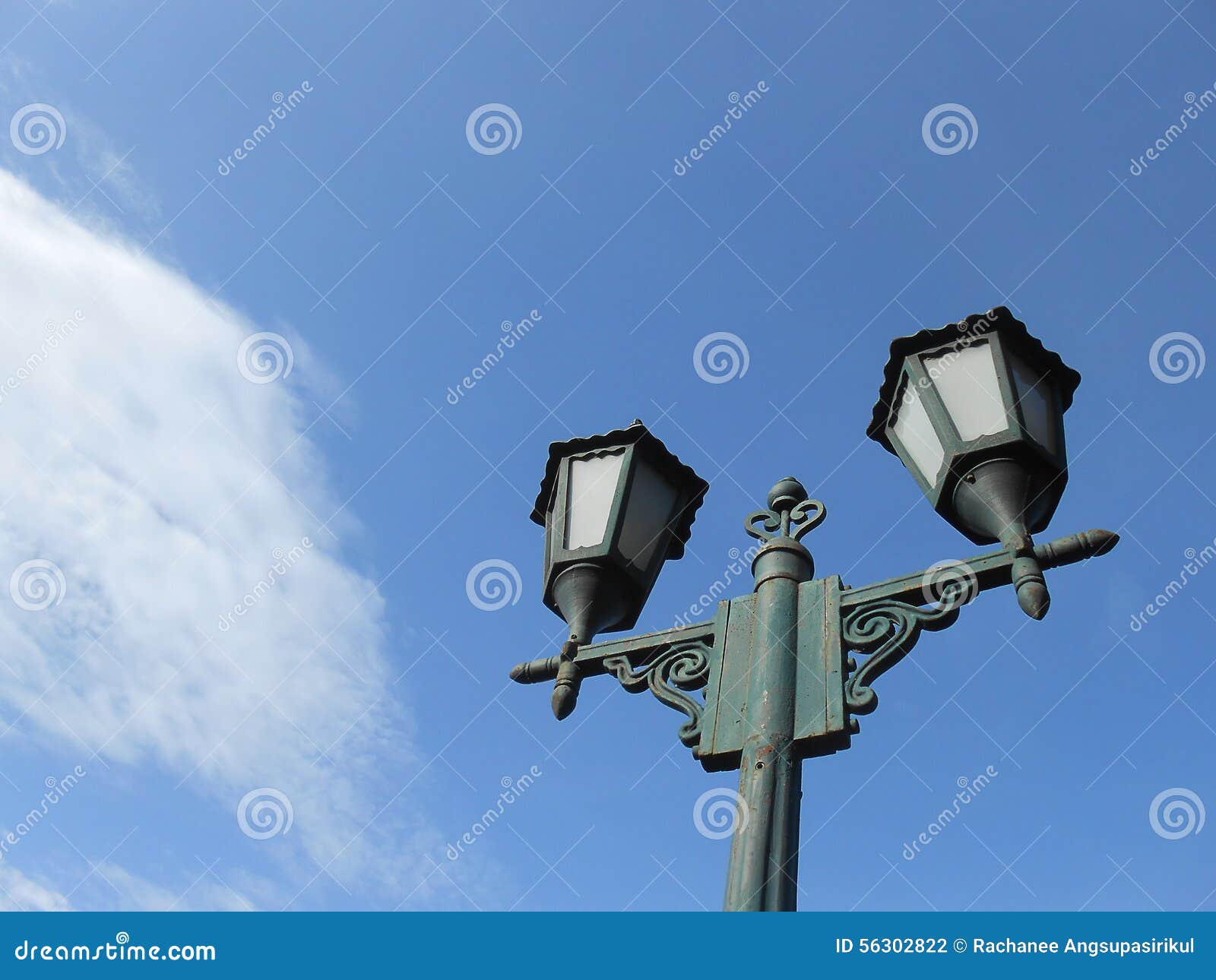 Lamp Post in Blue Sky. stock photo. Image of industry - 56302822