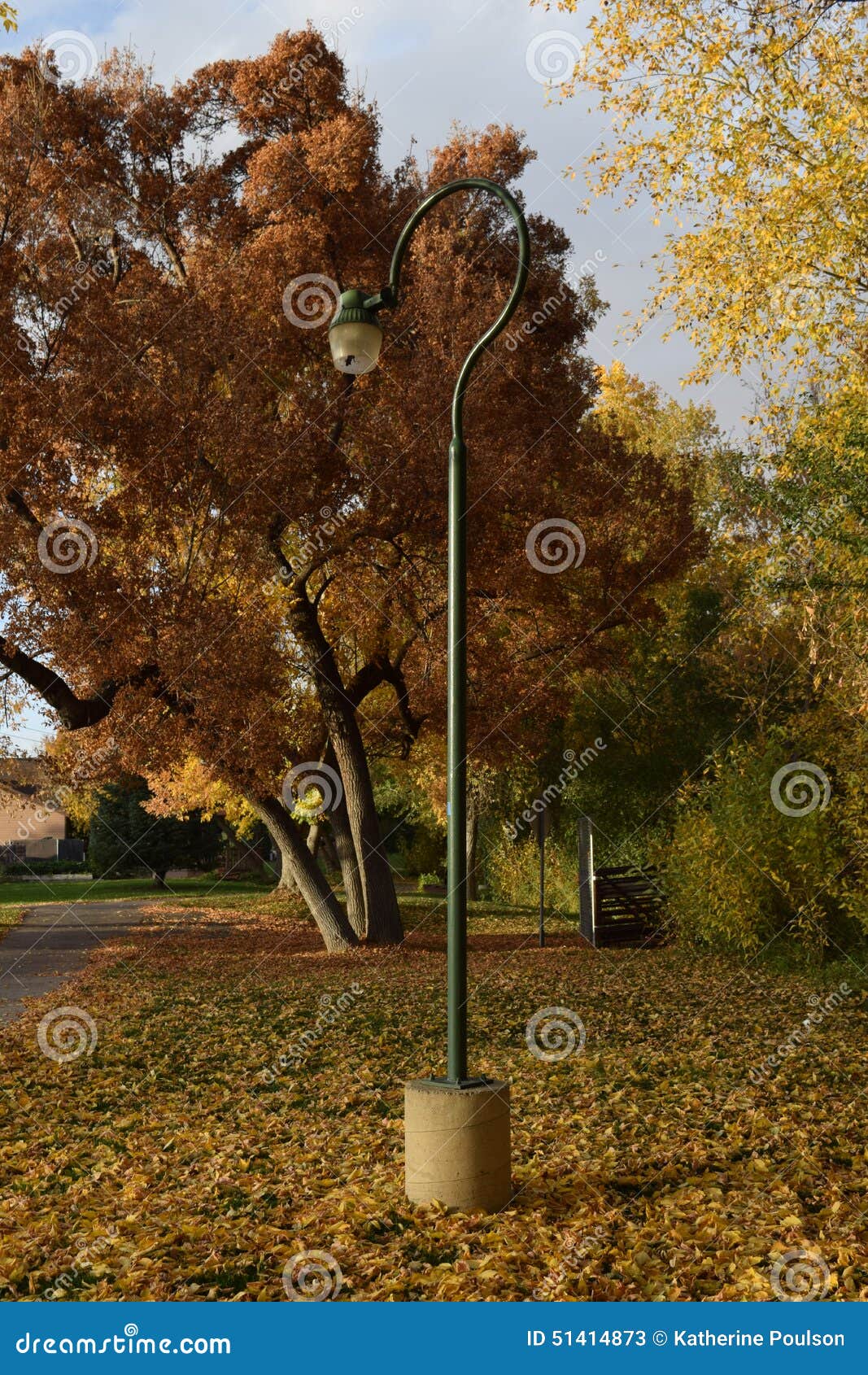 Lamp Post in Fall stock image. Image of post, falling - 51414873
