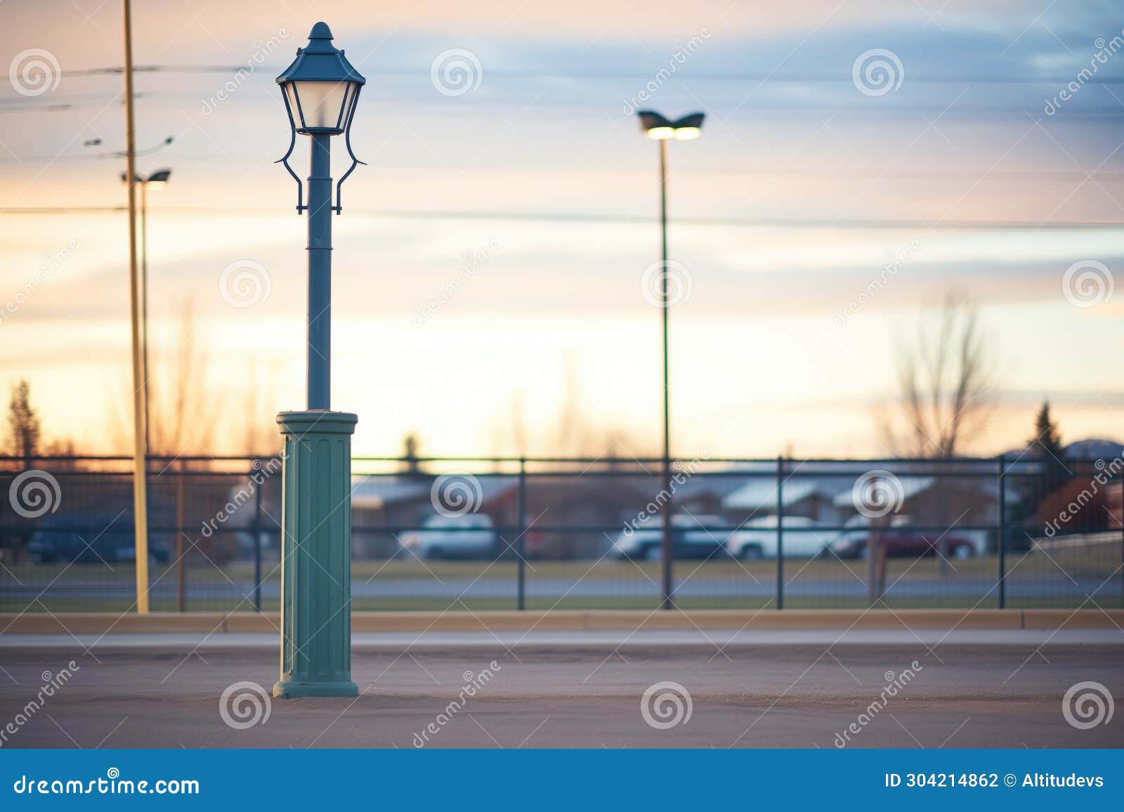 Lamp Post with Missing Light Bulb at Dusk Stock Photo - Image of ...
