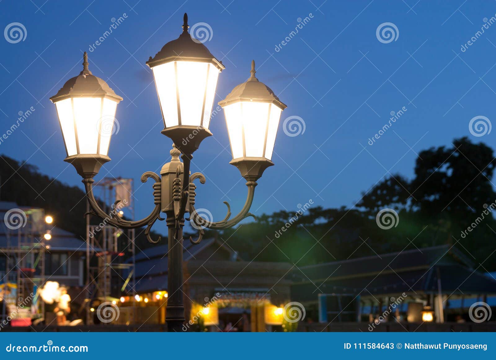 Lamp post at night stock image. Image of elegance, equipment - 111584643