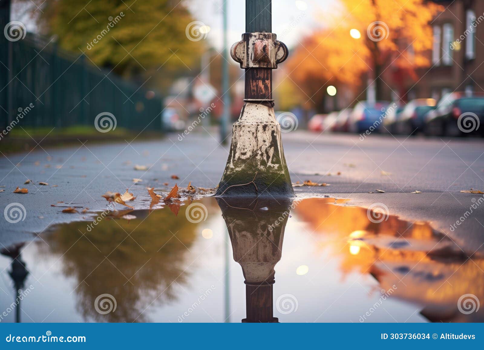Lamp Post Reflected in a Rain Puddle Stock Photo - Image of night, lamp ...