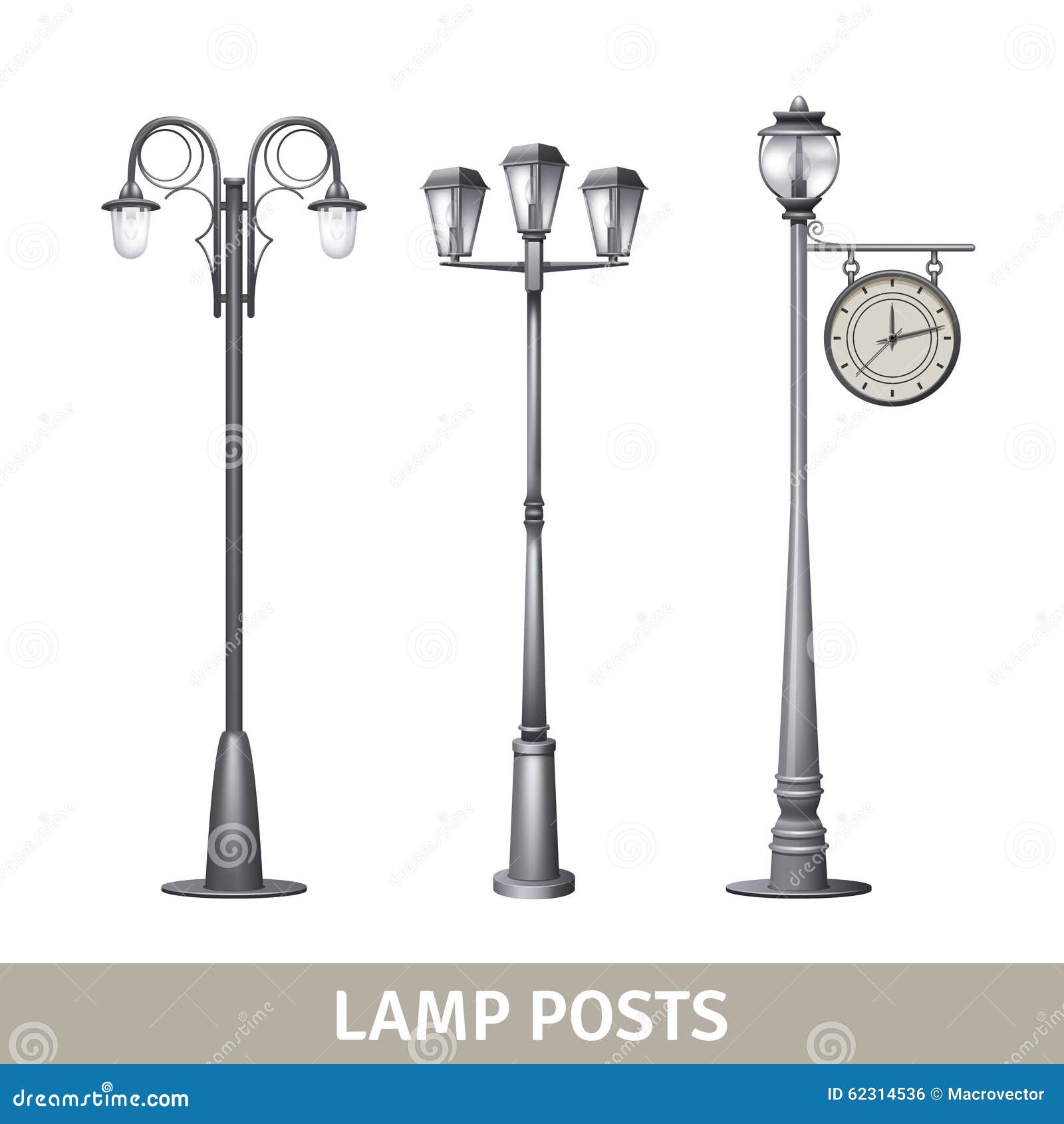 Lamp Post Set stock vector. Illustration of antique, electric - 62314536