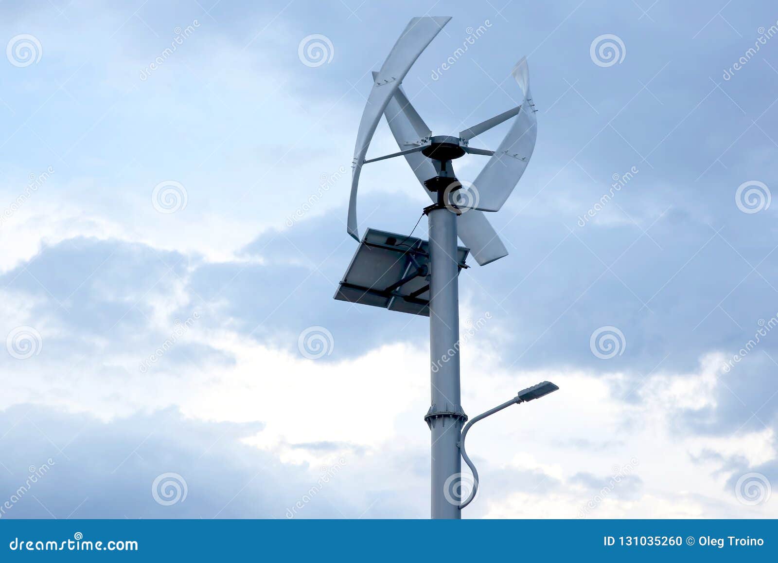 Lamp Post with Solar and Wind Energy Stock Photo - Image of ...