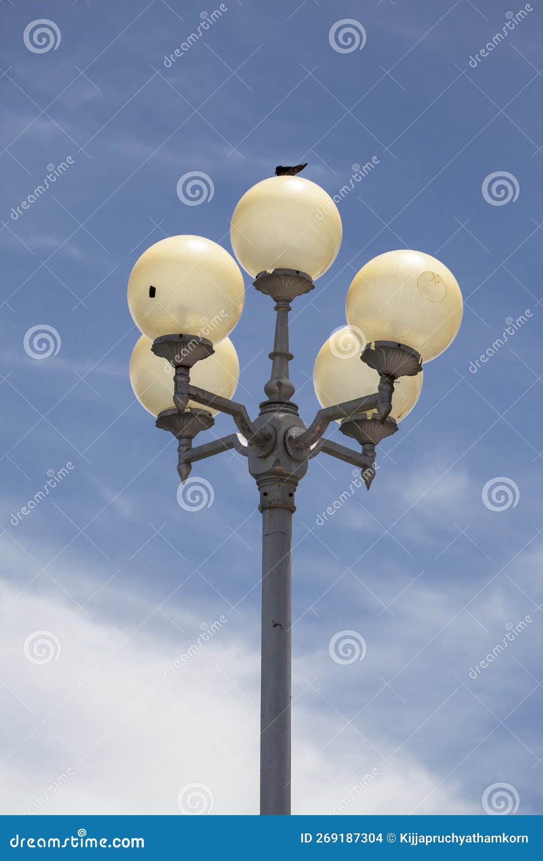 Lamp Post Street Road Light Pole ,blue Sky Background. Stock Photo ...