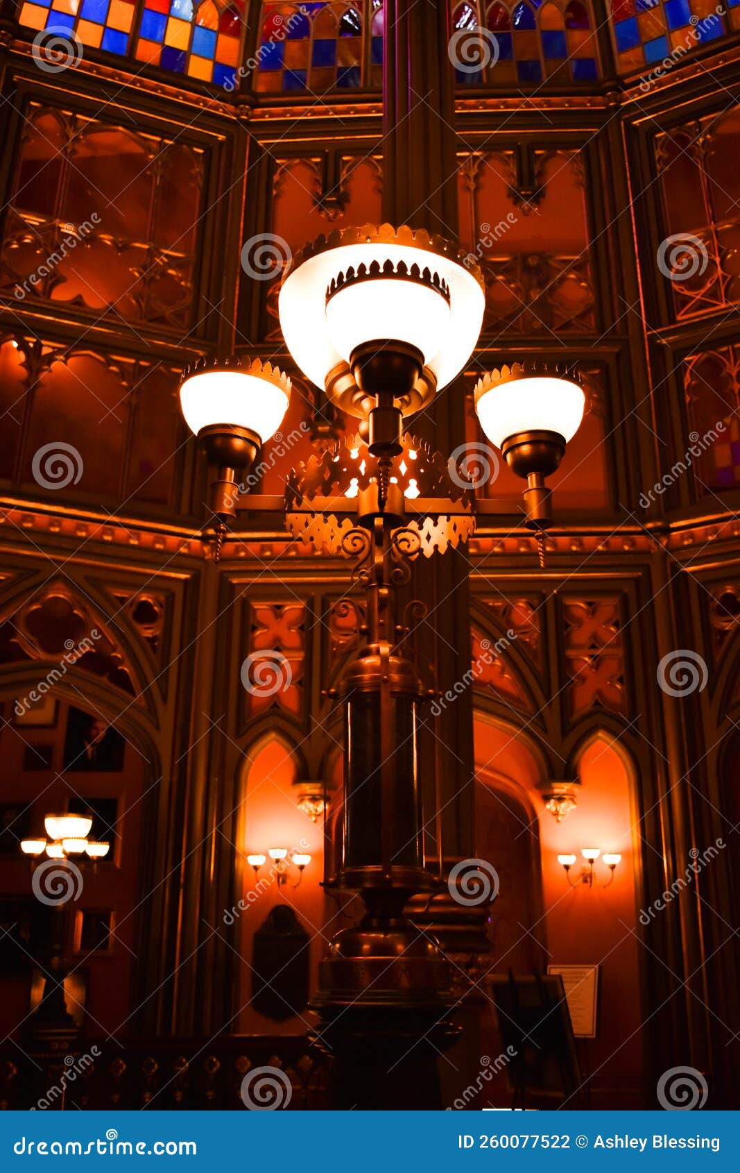 Lamp Post in 19th Century Castle Stock Photo - Image of inside, ceiling ...