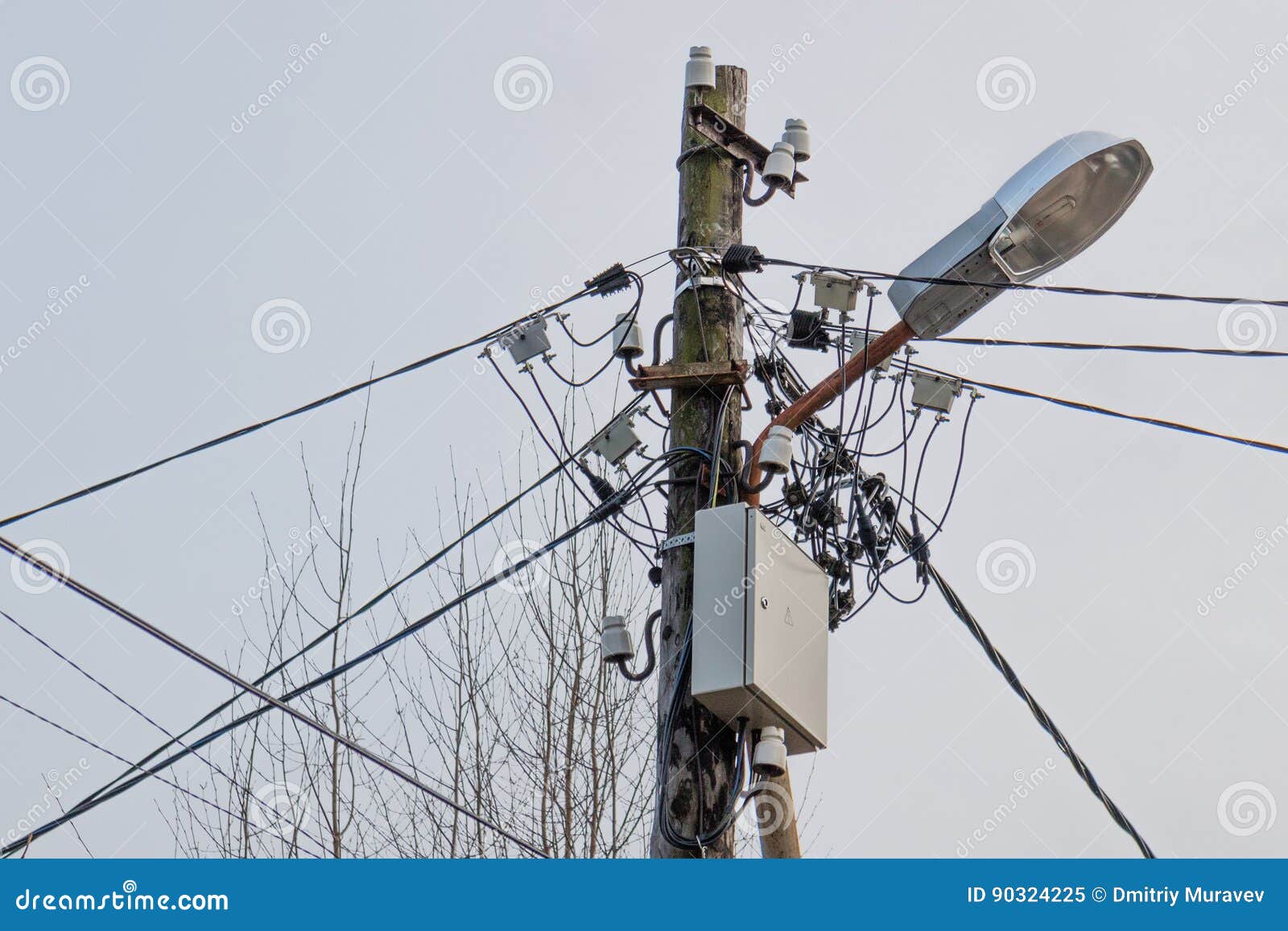 Lamp post with wires stock image. Image of electrical - 90324225