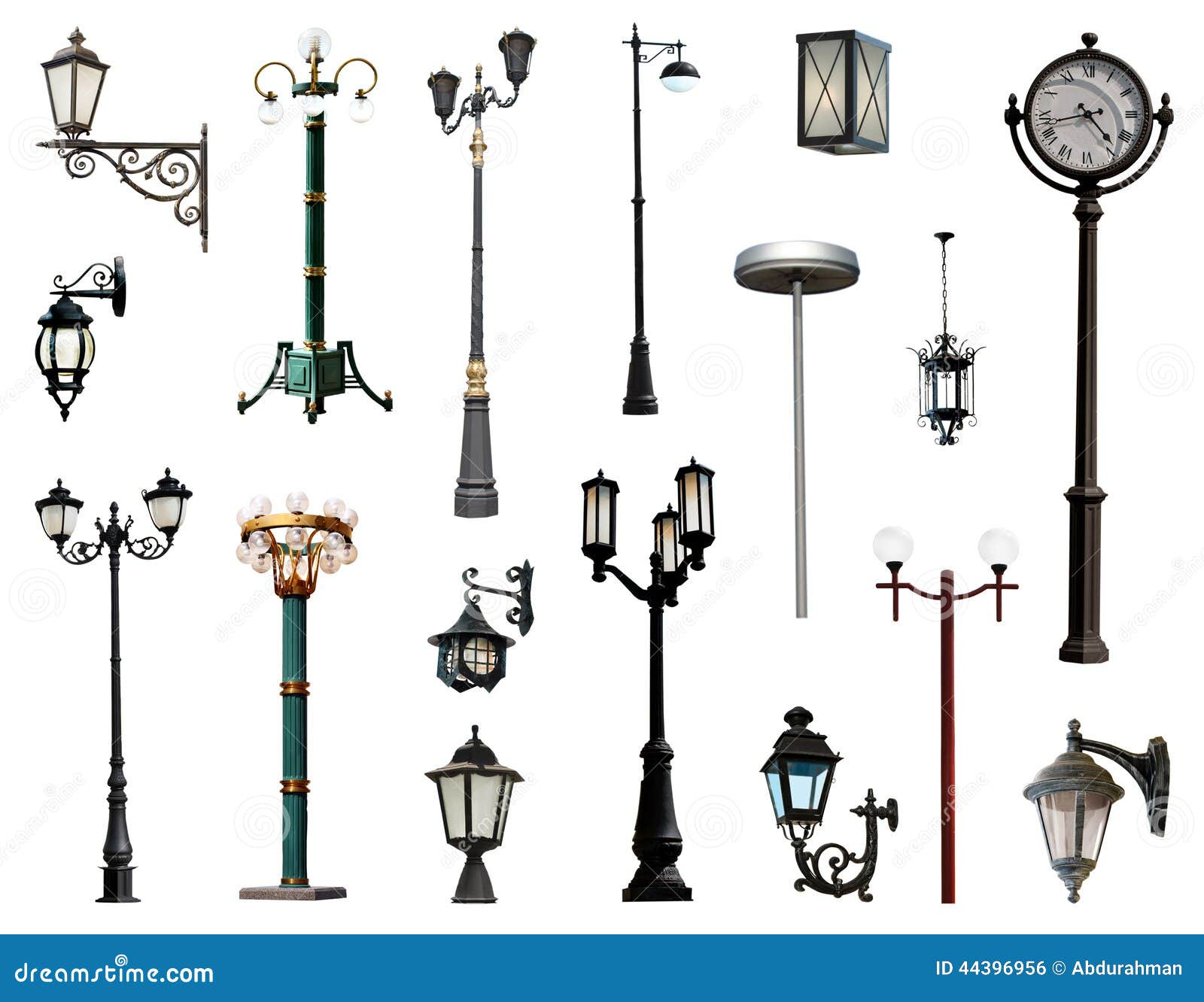 Lamp Posts Isolated on White Background Stock Photo - Image of steel ...