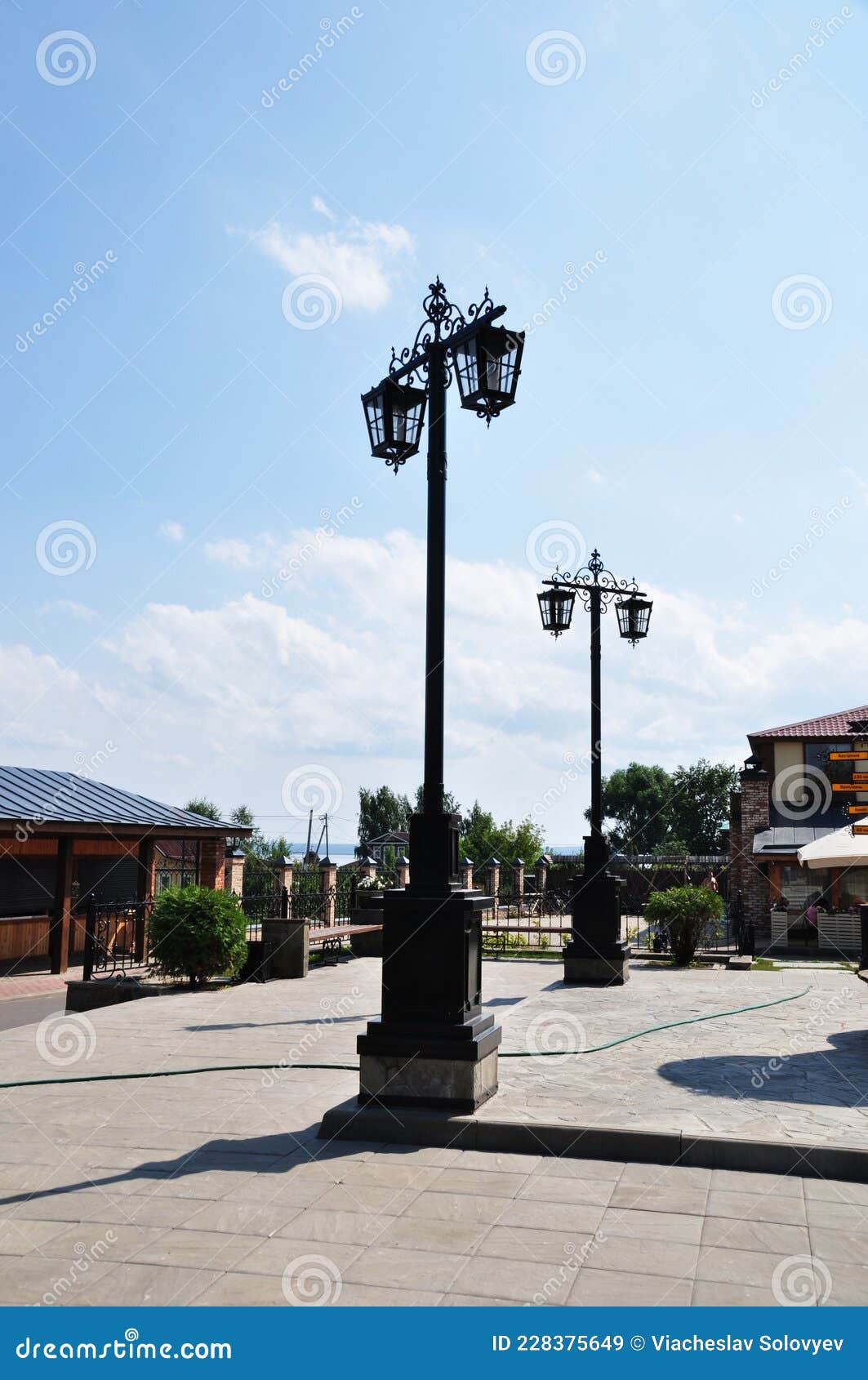 Lamp Posts. Lighting Columns with Figured Shades Stock Image - Image of ...