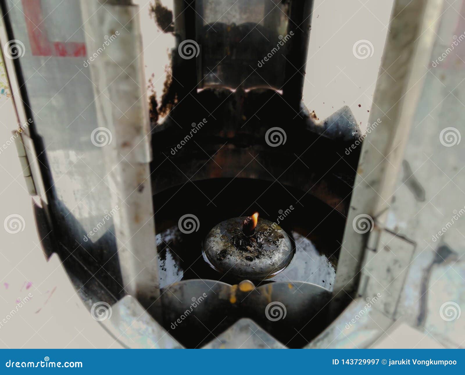 The Lamp Prevents the Wind from Blowing on the Candle Inside. Stock ...