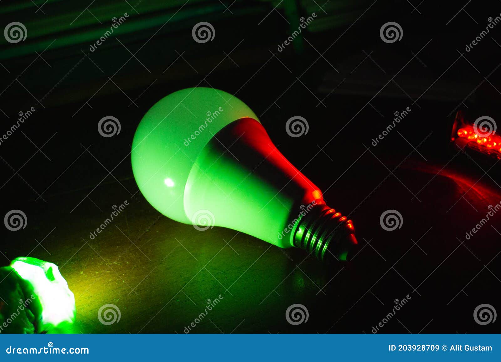 Lamp with Red and Green Lighting Stock Image - Image of technology ...
