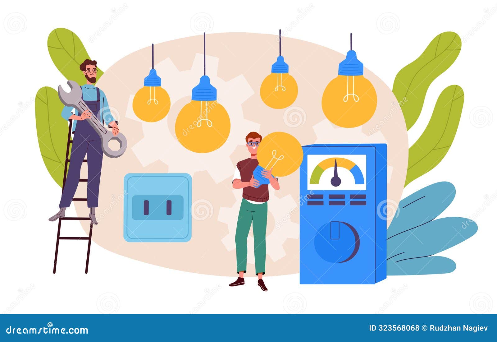 Lamp repair vector concept stock vector. Illustration of plug - 323568068