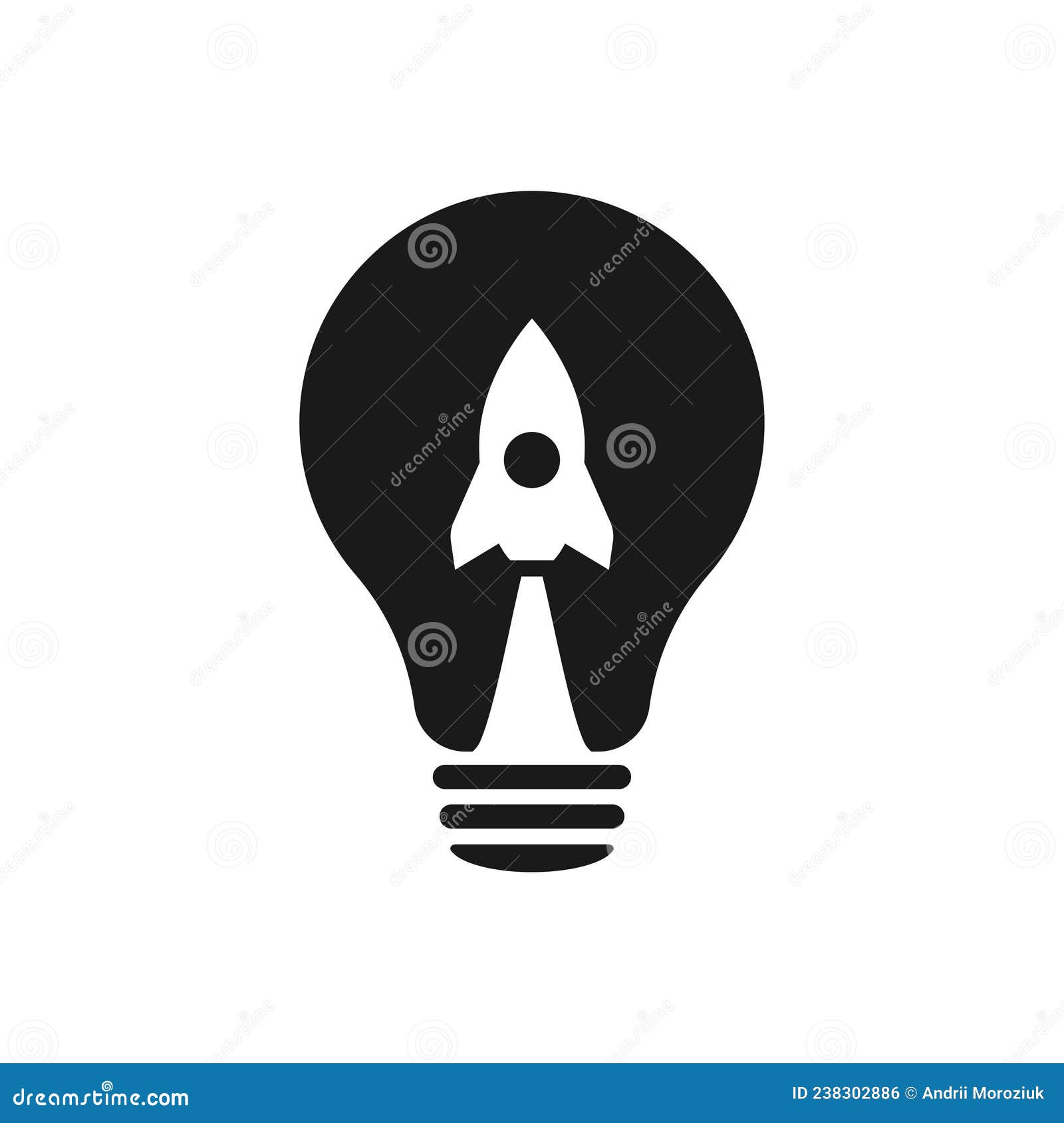 Lamp and Rocket. Light Bulb and Airplane Symbol or Icon. Takeoff ...