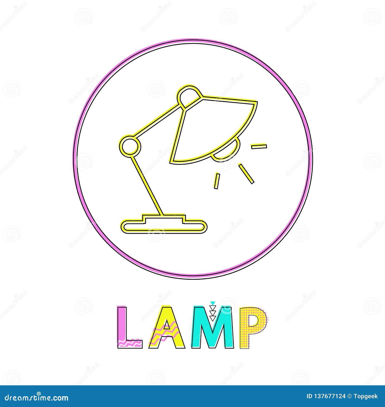 Lamp Round Bright Linear Icon Template for App Stock Vector ...