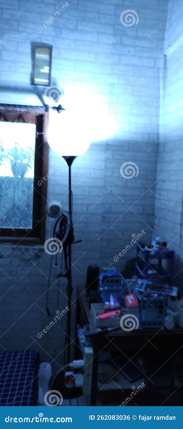 Lamp Scary on Room Blue Light Editorial Photo - Image of room, light ...