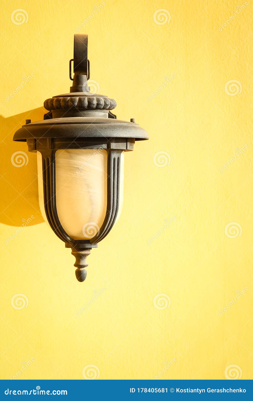 A Lamp with Shadow on a Wall Background Stock Image - Image of color ...