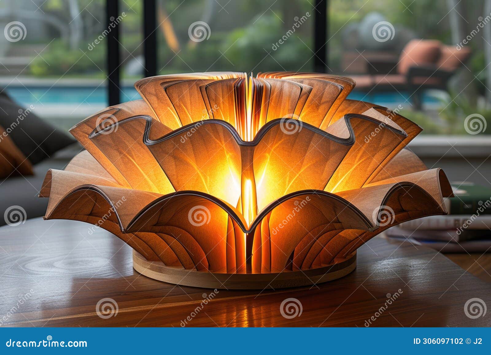 Lamp Shaped Like a Flower from Orange Paper Sheets Stock Photo - Image ...