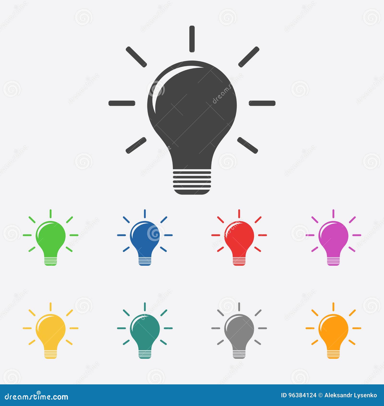 Lamp Sign Icon. Idea Flat Vector Stock Vector - Illustration of concept ...