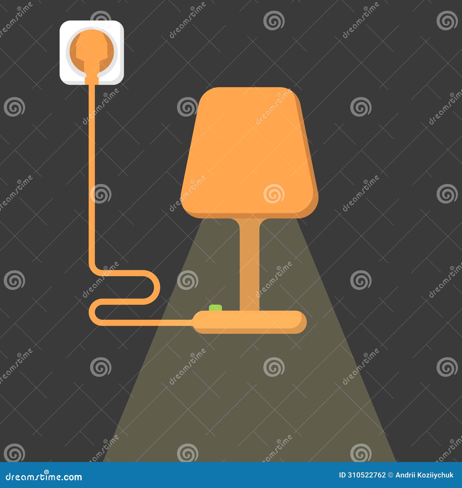 Lamp in the Socket Vector. Table Lamp Vector. Light from the Night ...