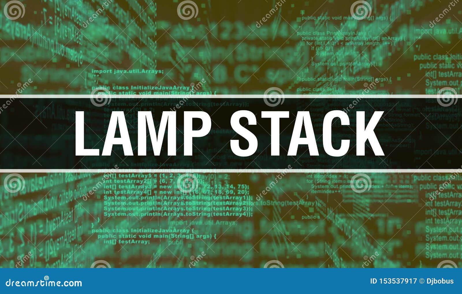Lamp Stack With Digital Java Code Text Lamp Stack And Computer Software Coding Vector Concept