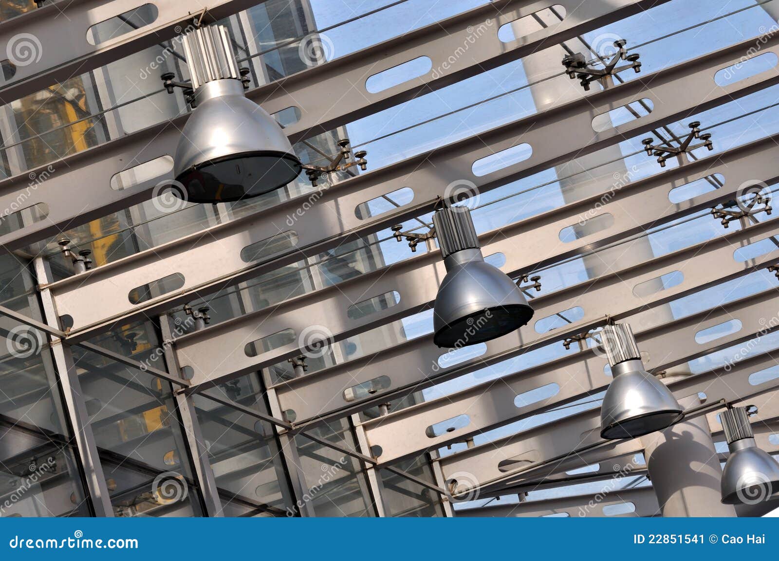 Lamp in Steel Structure Construction Stock Image - Image of repeat ...