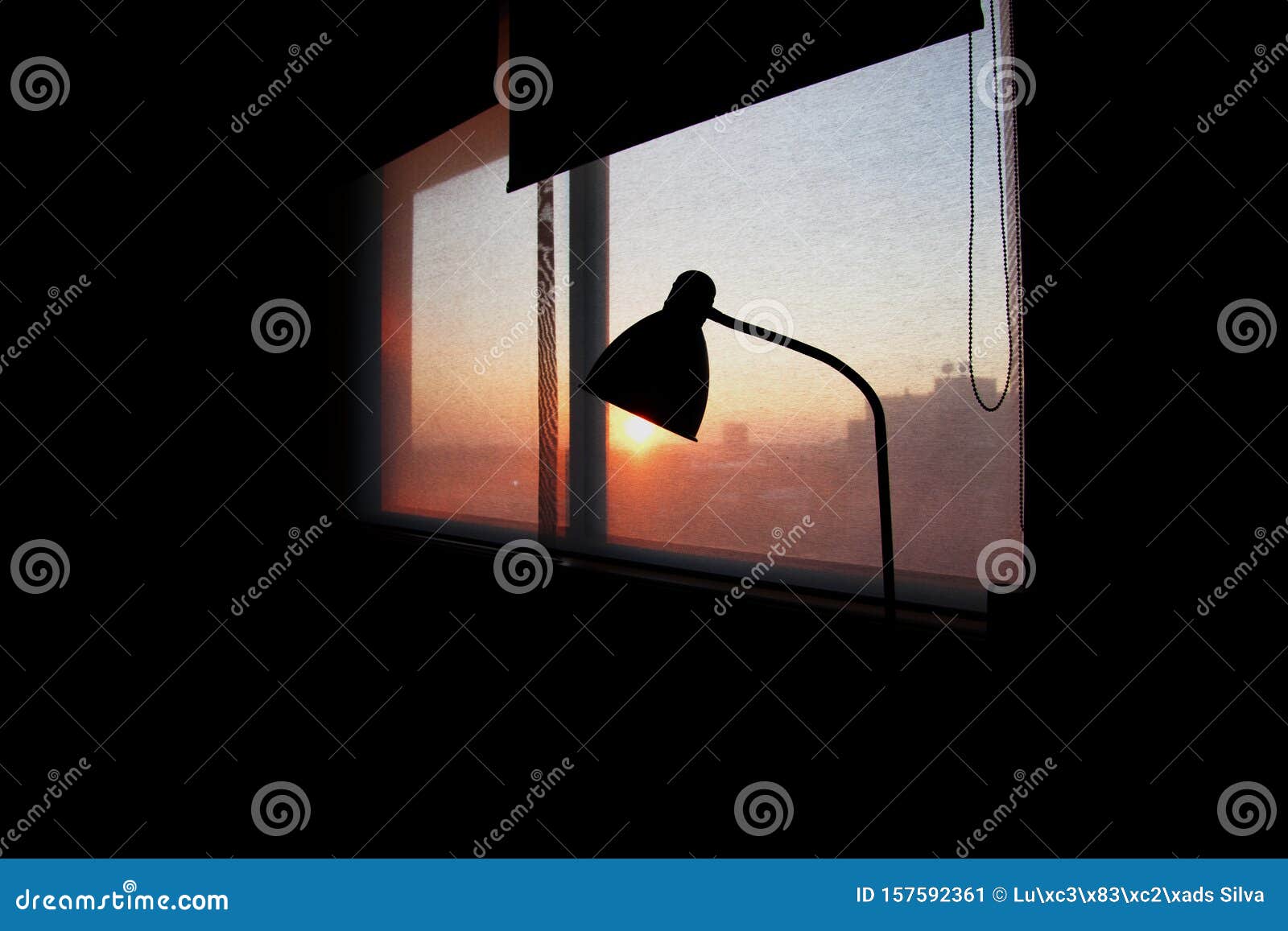 Lamp Sunset Trough Panoramic Window Stock Image - Image of architecture ...