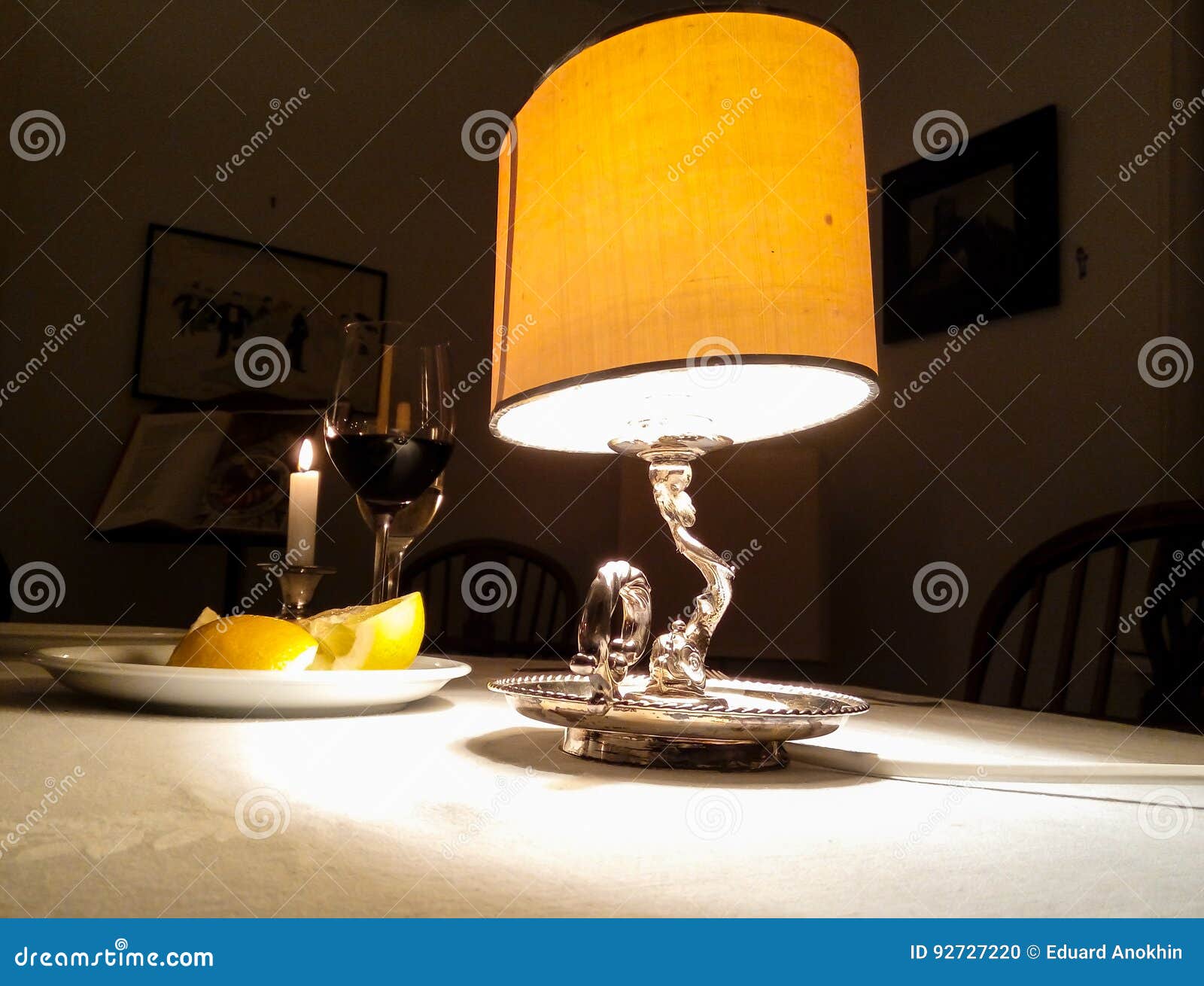 Lamp on the table stock photo. Image of oldfurniture - 92727220