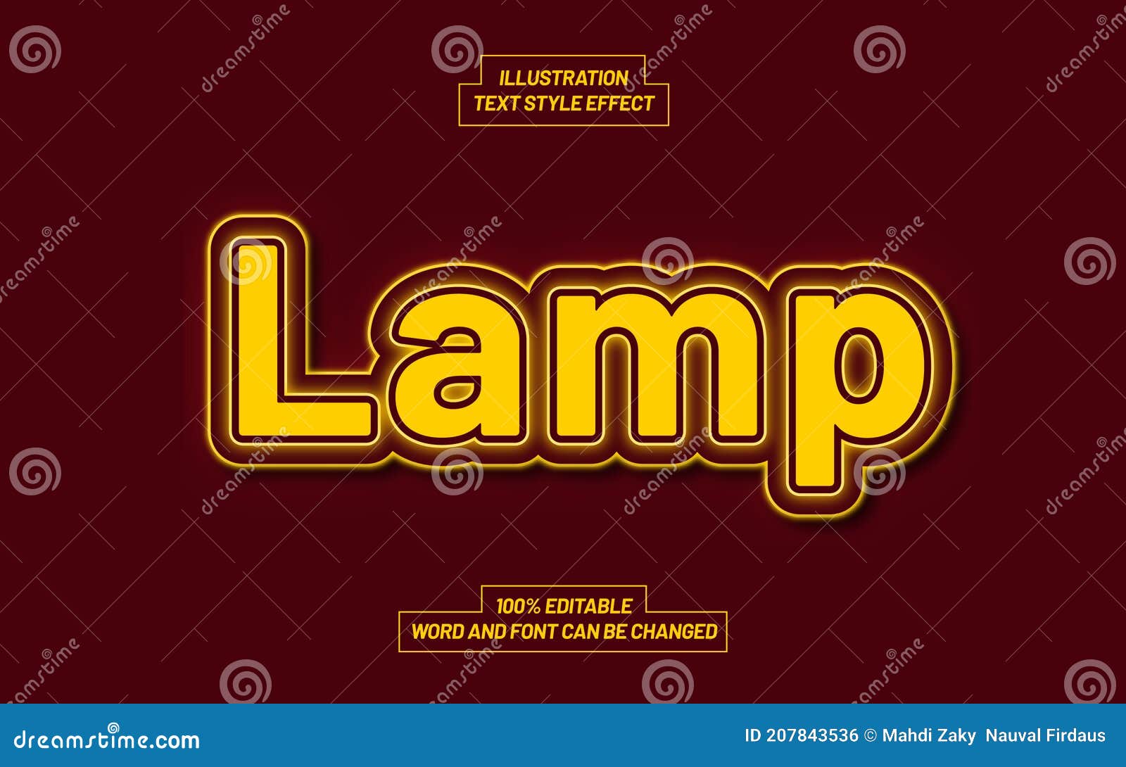 Lamp Yellow Text Style Effect Stock Vector - Illustration of business ...