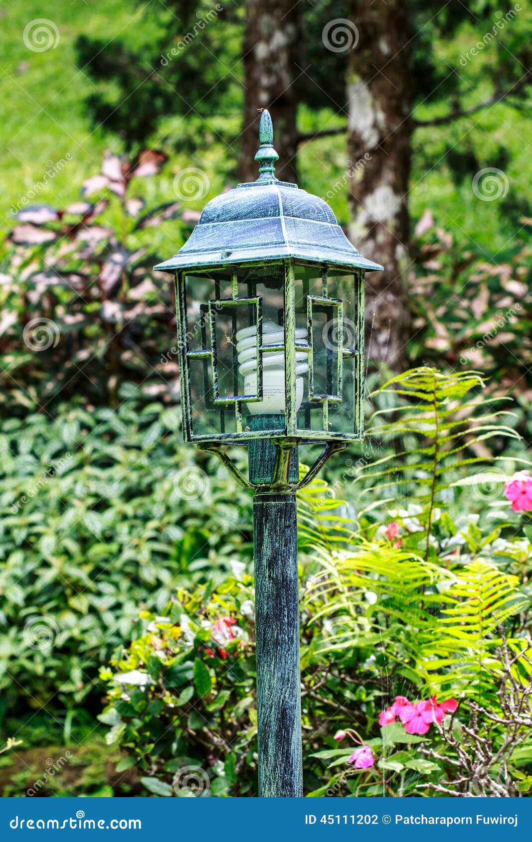 Lamp in tuin stock foto. Image of groen, glas, decoratief - 45111202