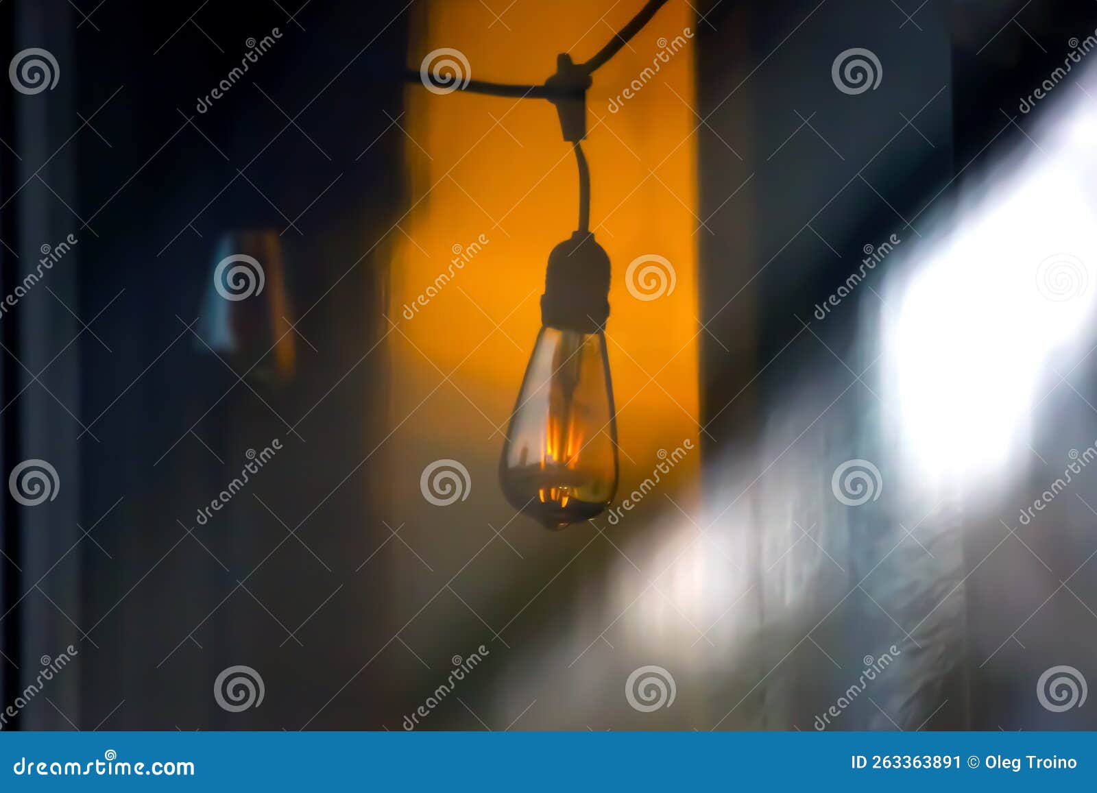 Lamp in the Window of a Cafe Showcase. Details of the Decorative ...
