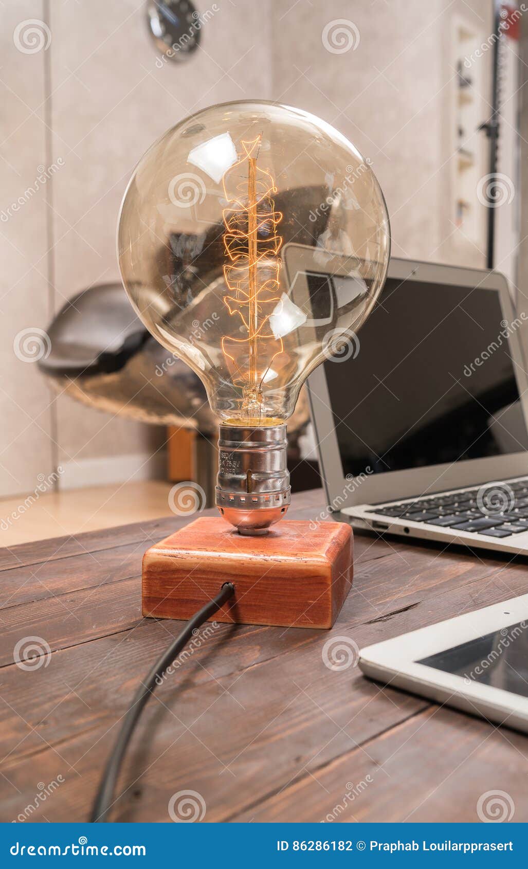 Lamp on working desk stock photo. Image of idea, light - 86286182