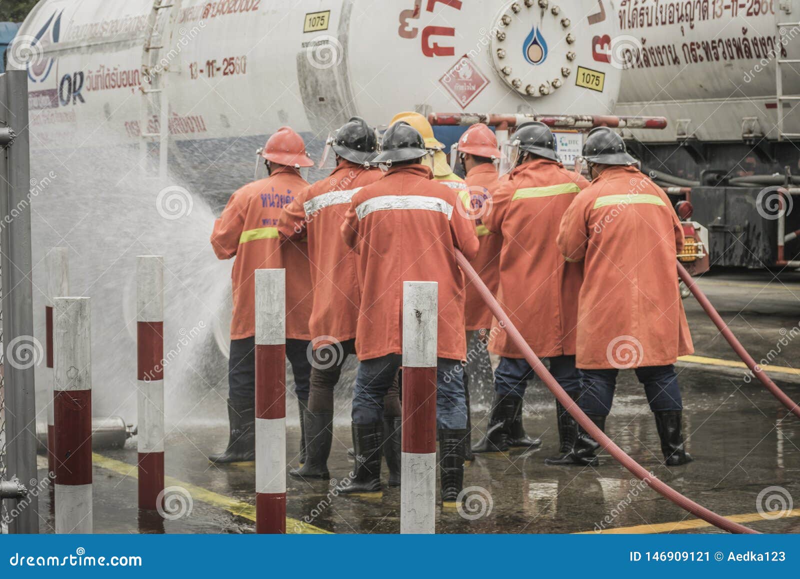 Lampang Thailand Aug. 30, 2018, Training and Practice Fire Prevention ...