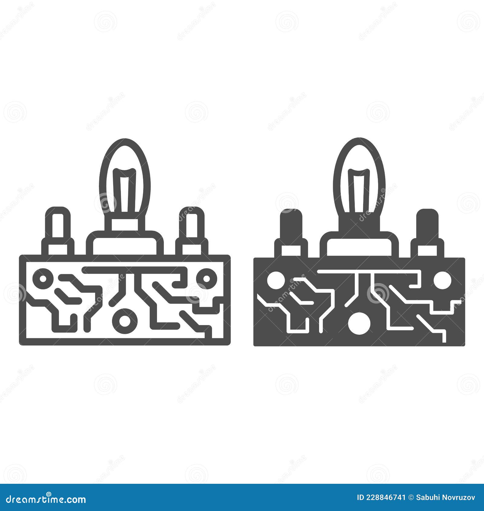Lampas PCB Control Line and Solid Icon, Electronics Concept, Printed ...