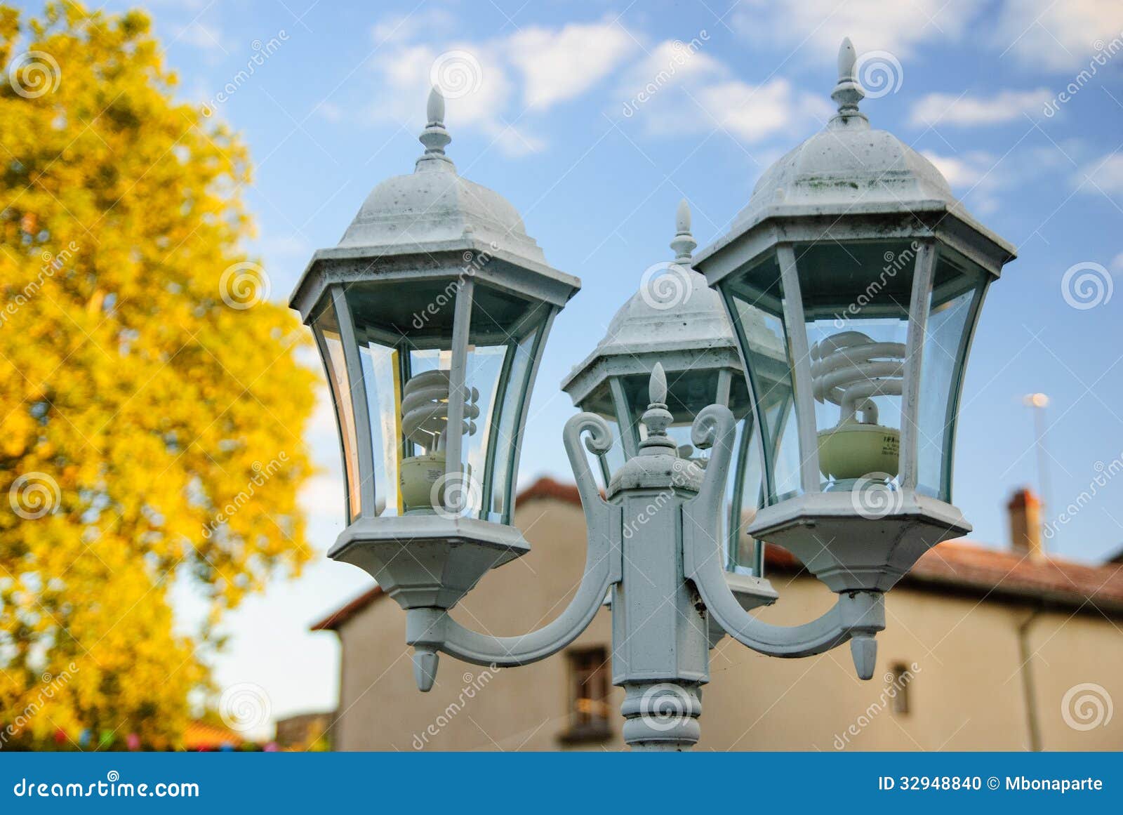Lamppost in Autumn - Architectural Detail Stock Photo - Image of light ...