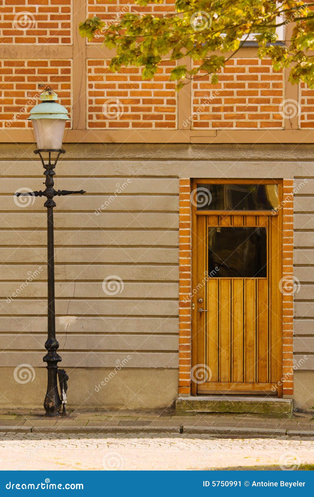Lamppost and door stock image. Image of cement, town, facade - 5750991
