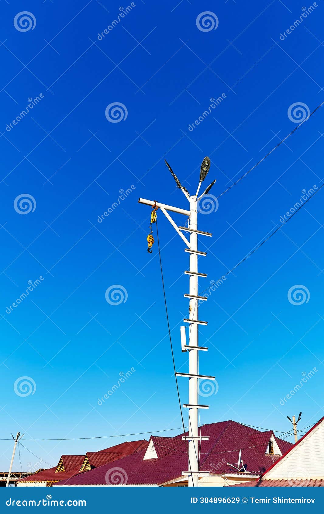 Lamppost with a Hook Attached To it for Lifting Cargo Stock Image ...