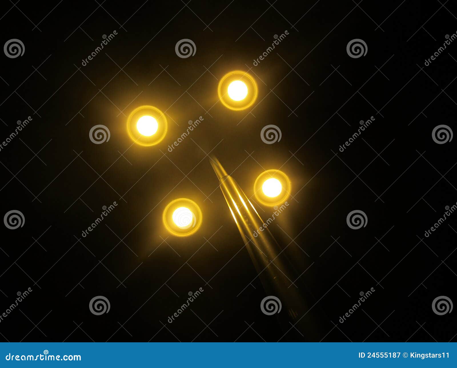 Lamppost at Night with Yellow Golden Lights Stock Image - Image of ...